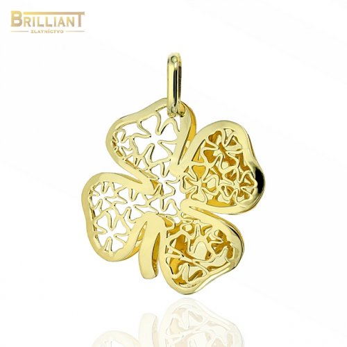 Zlatý prívesok Au585/000 14k Štvorlístok vyrezávaný | Najkrajsiesperky.sk